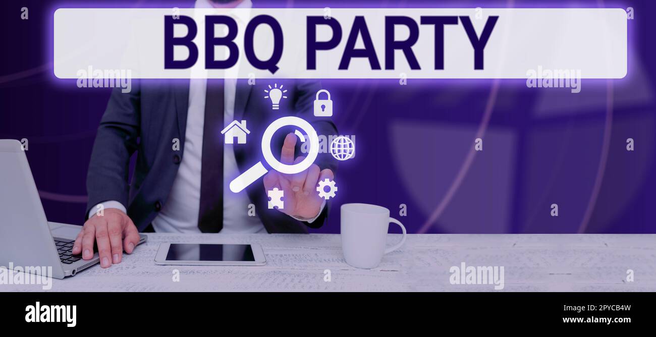 Inspiration showing sign Bbq Party. Internet Concept usually done outdoors by smoking meat over ...