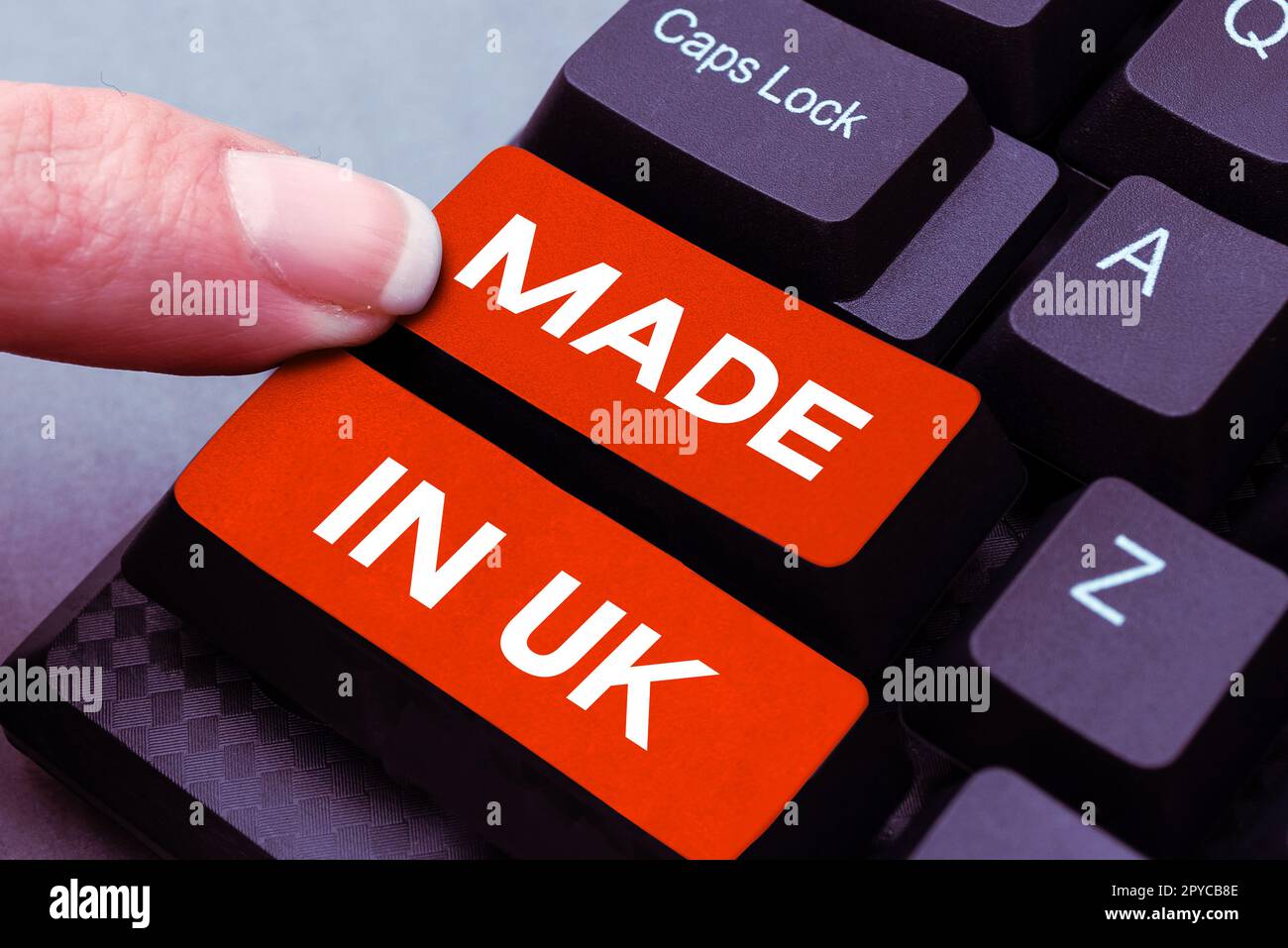 Text showing inspiration Made In Uk. Internet Concept Something ...