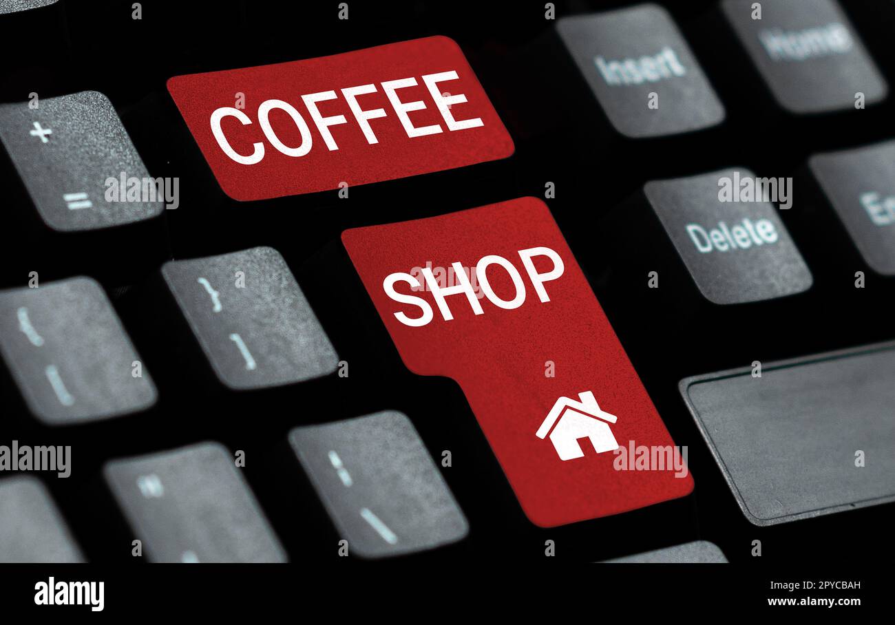 Conceptual display Coffee Shop. Business showcase small informal ...