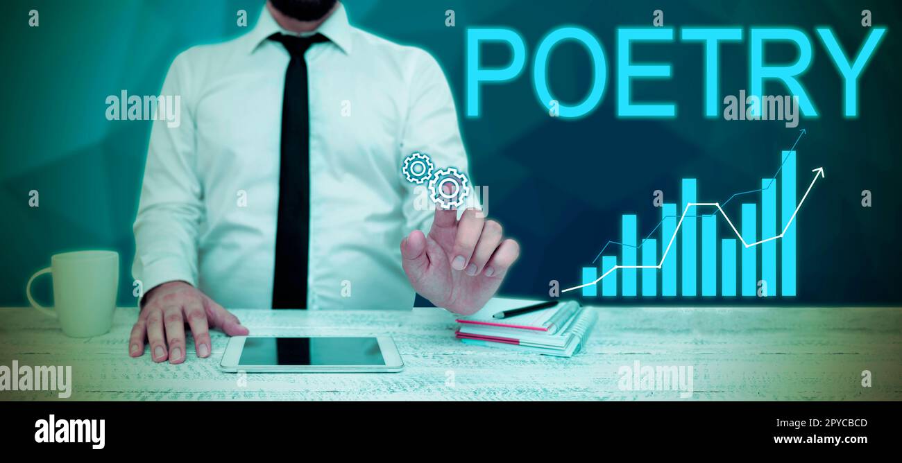 Sign displaying Poetry. Business showcase literary work in which ...