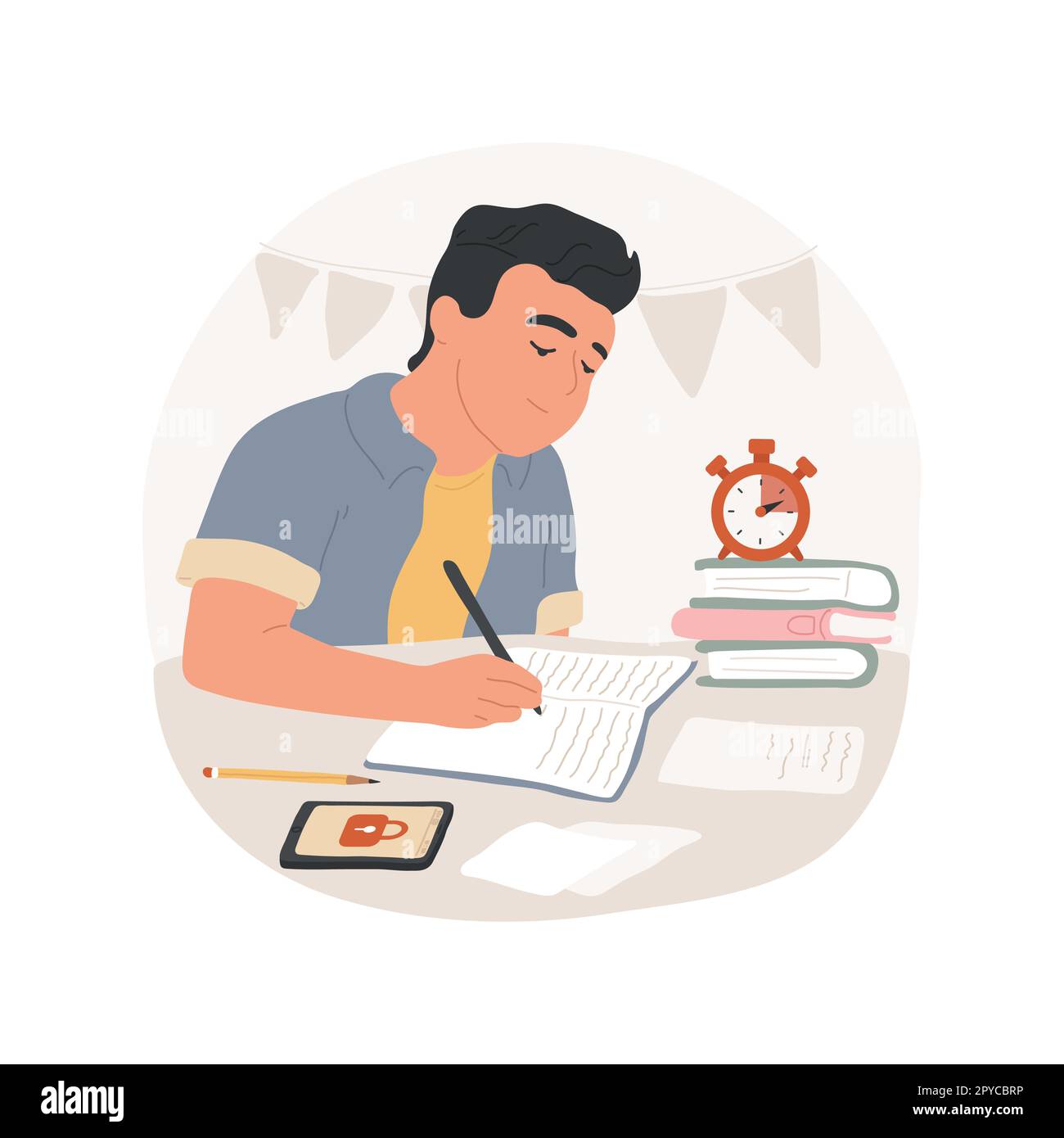 Homework time isolated cartoon vector illustration. Taking break from ...