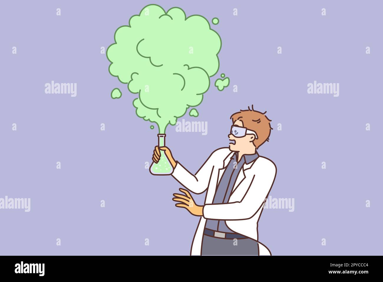 Mad scientist conducts dangerous chemistry experiment with reagents and ...