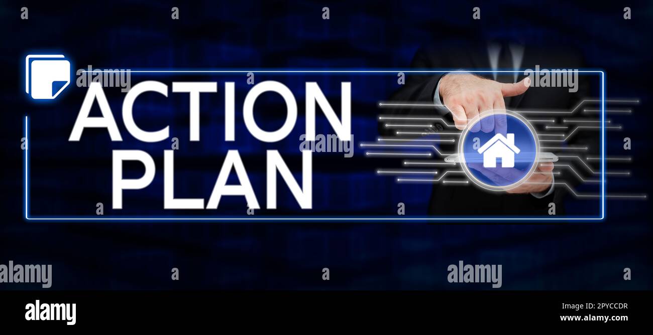 Inspiration showing sign Action Plan. Business approach list of things ...