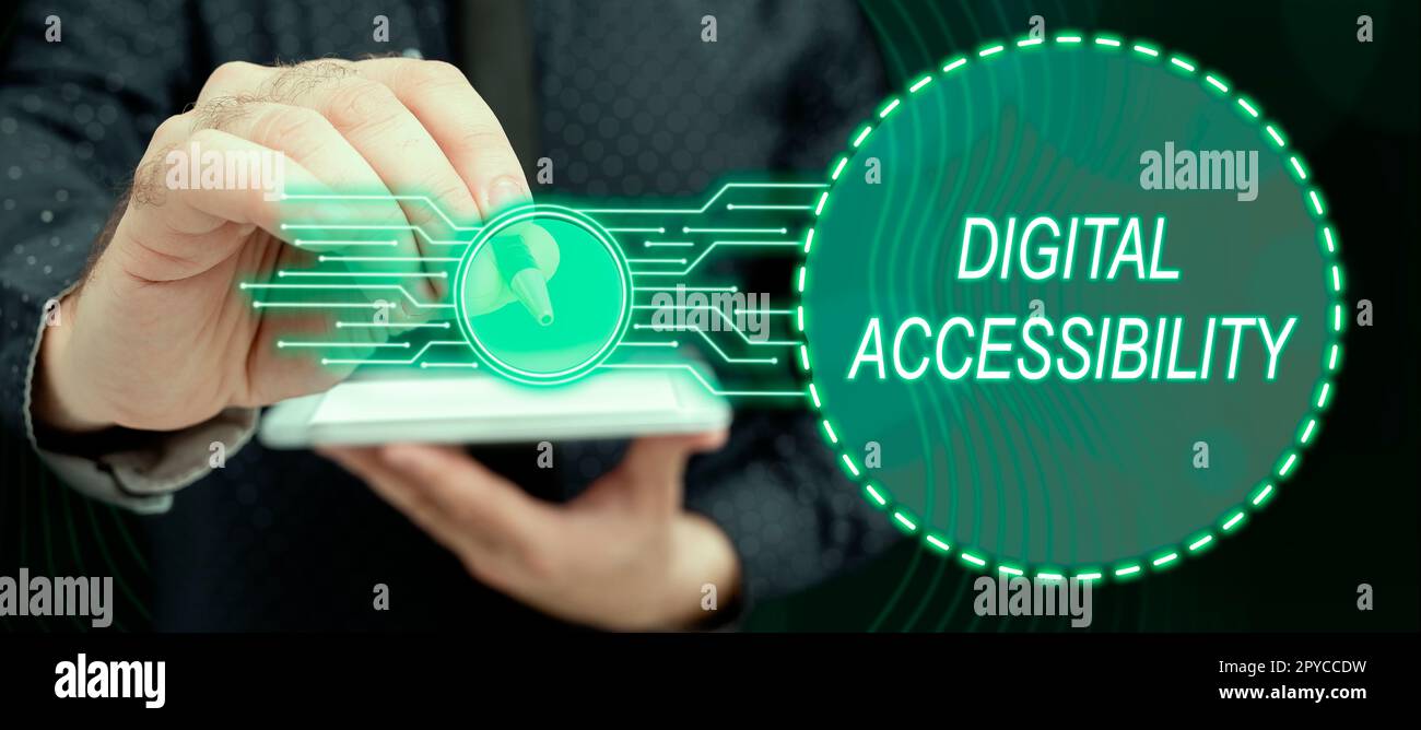 Text caption presenting Digital Accessibility. Business showcase electronic technology that ...