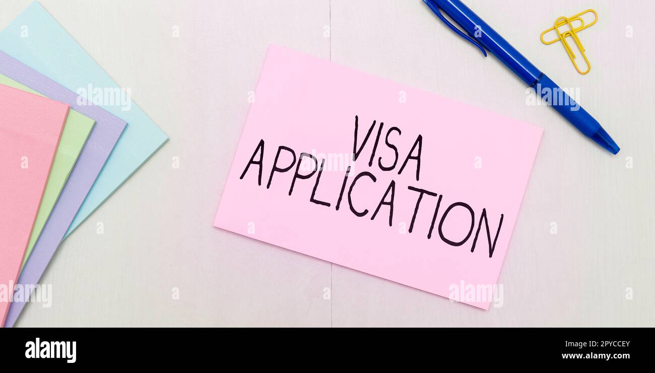 Writing displaying text Visa Application. Business idea an process of ...