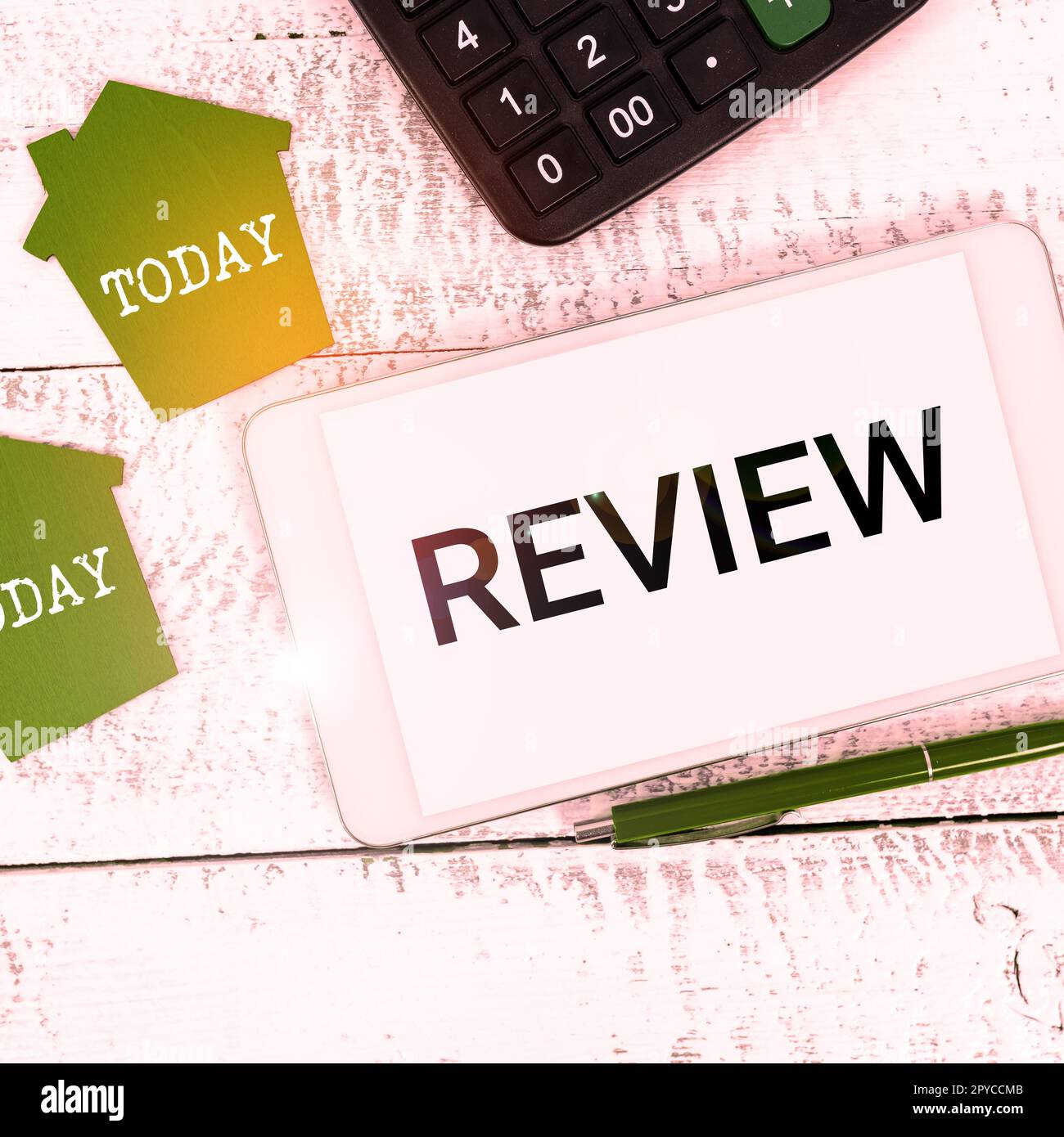 Text sign showing Review. Business overview assessment of something ...