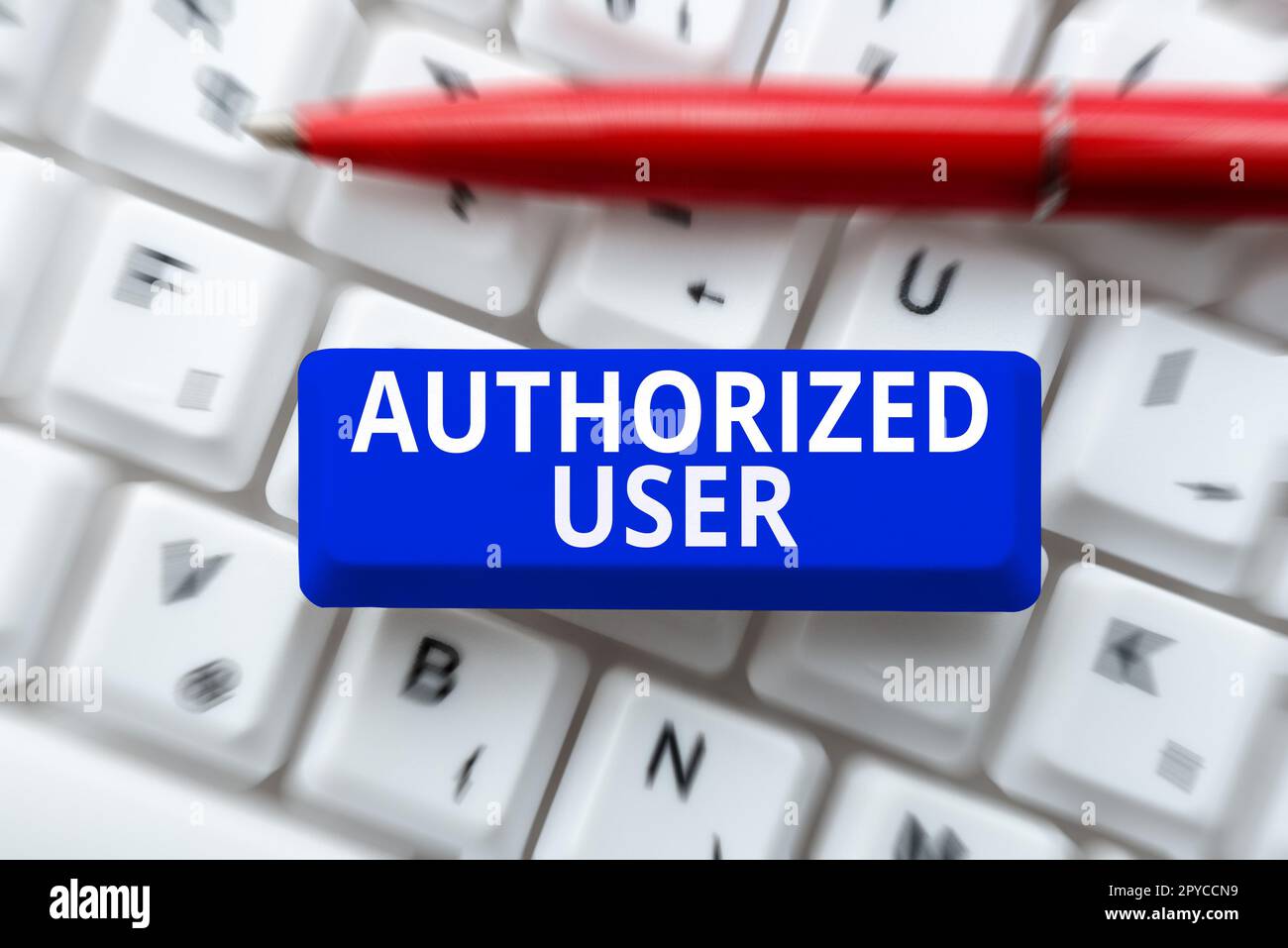 Handwriting text Authorized User. Concept meaning person granted permission to manage access or ...