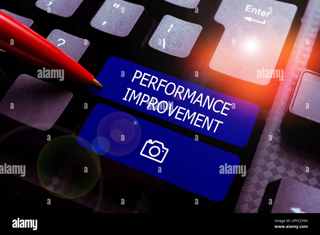 Hand writing sign Performance Improvement. Business approach Measure and Modify the Output to ...