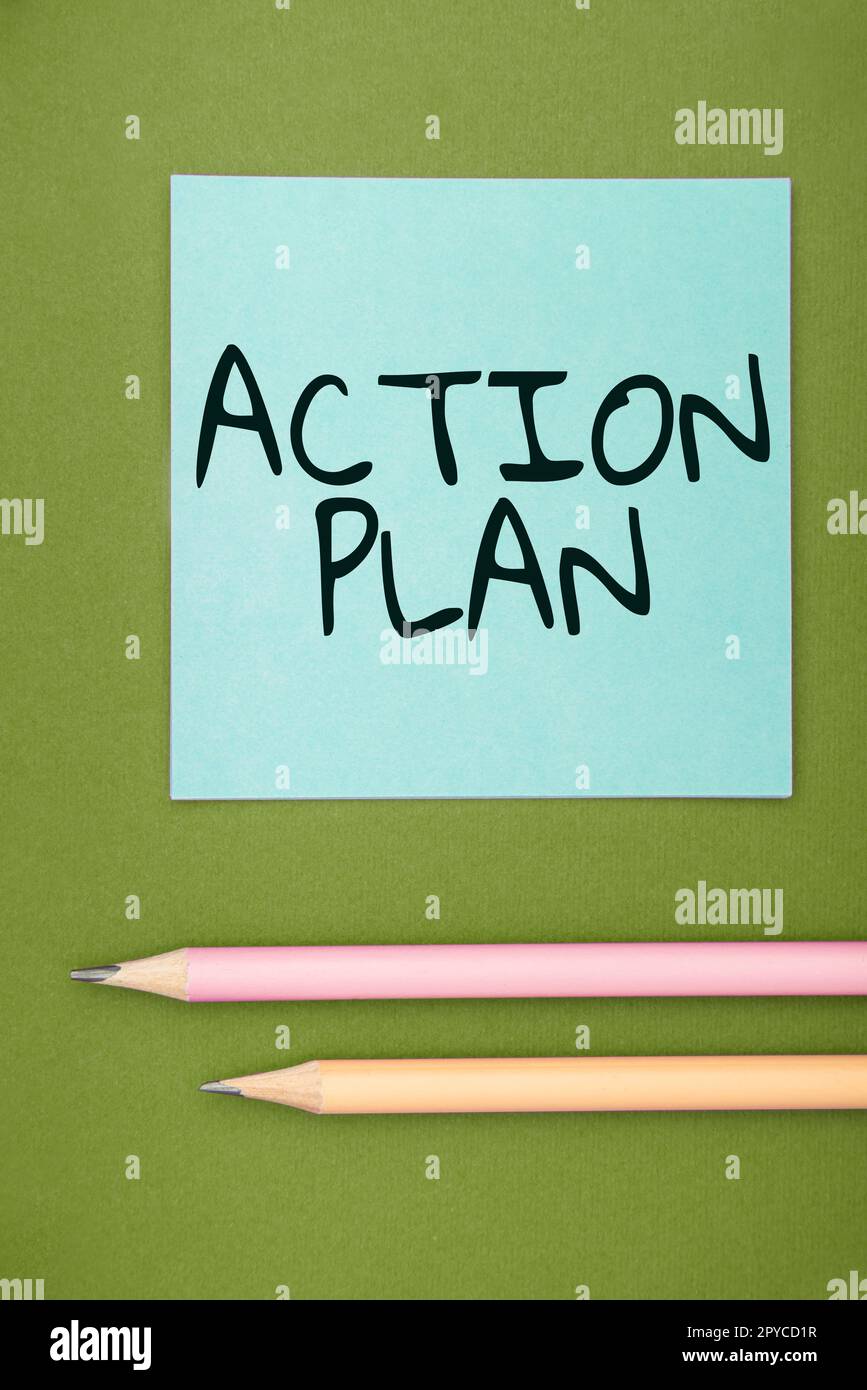 Inspiration showing sign Action Plan. Business concept list of things ...