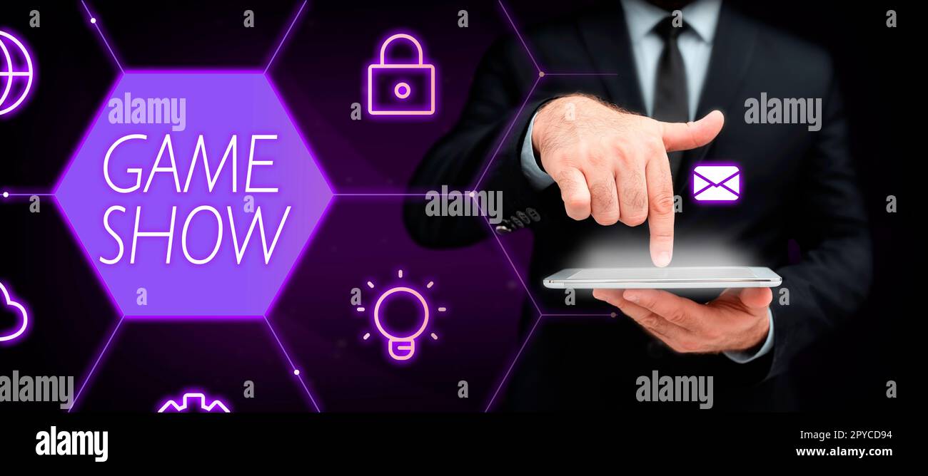 Inspiration showing sign Game Show. Business showcase Program in ...