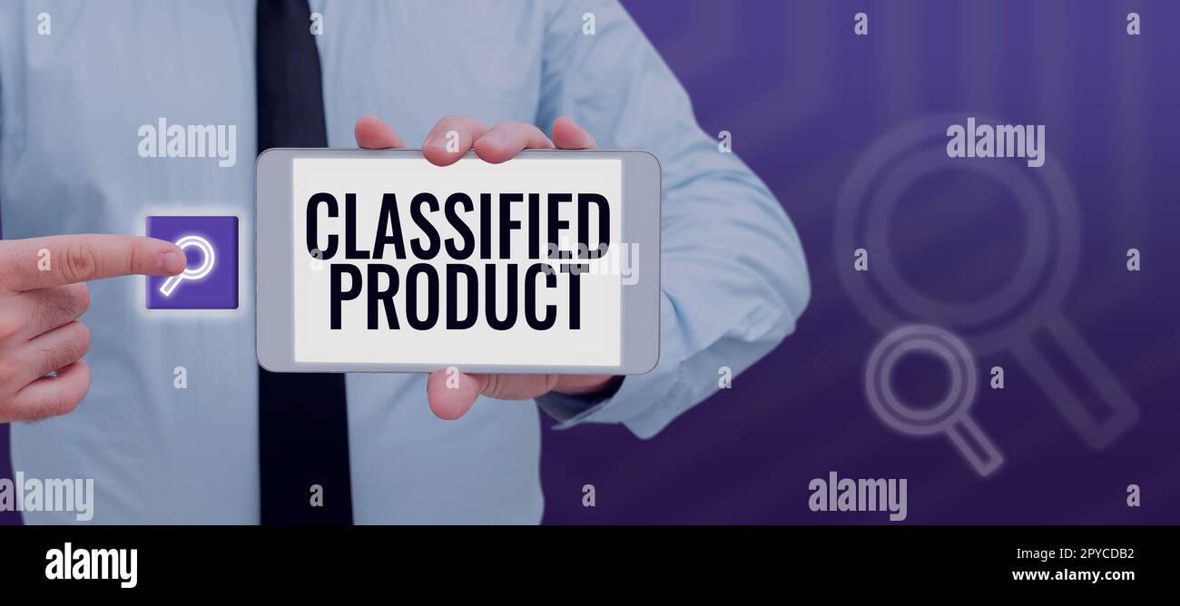 Conceptual display Classified Product. Concept meaning Sensitive Data ...