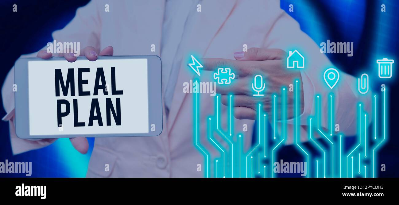 Sign displaying Meal Plan. Business idea arrangement scheme of what are ...