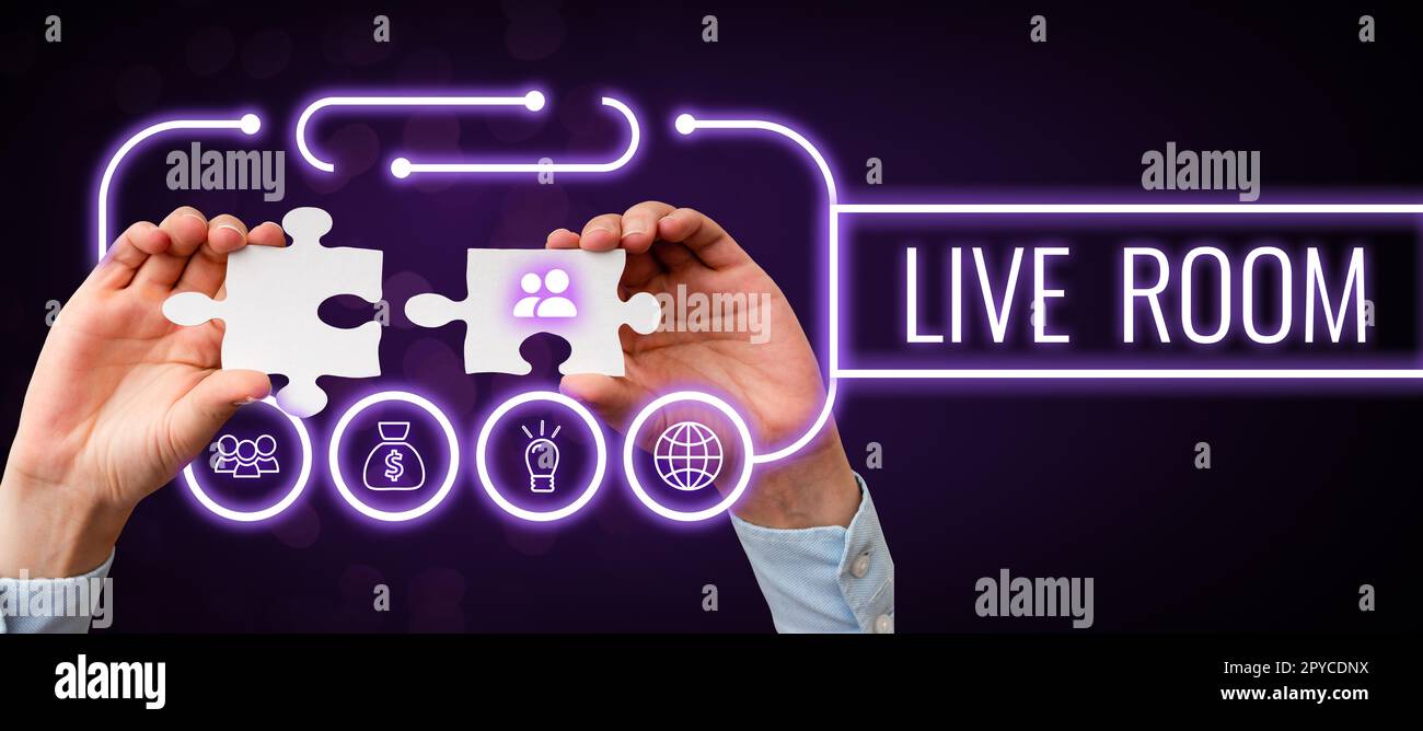 Hand writing sign Live Room. Business approach the room in a house or ...