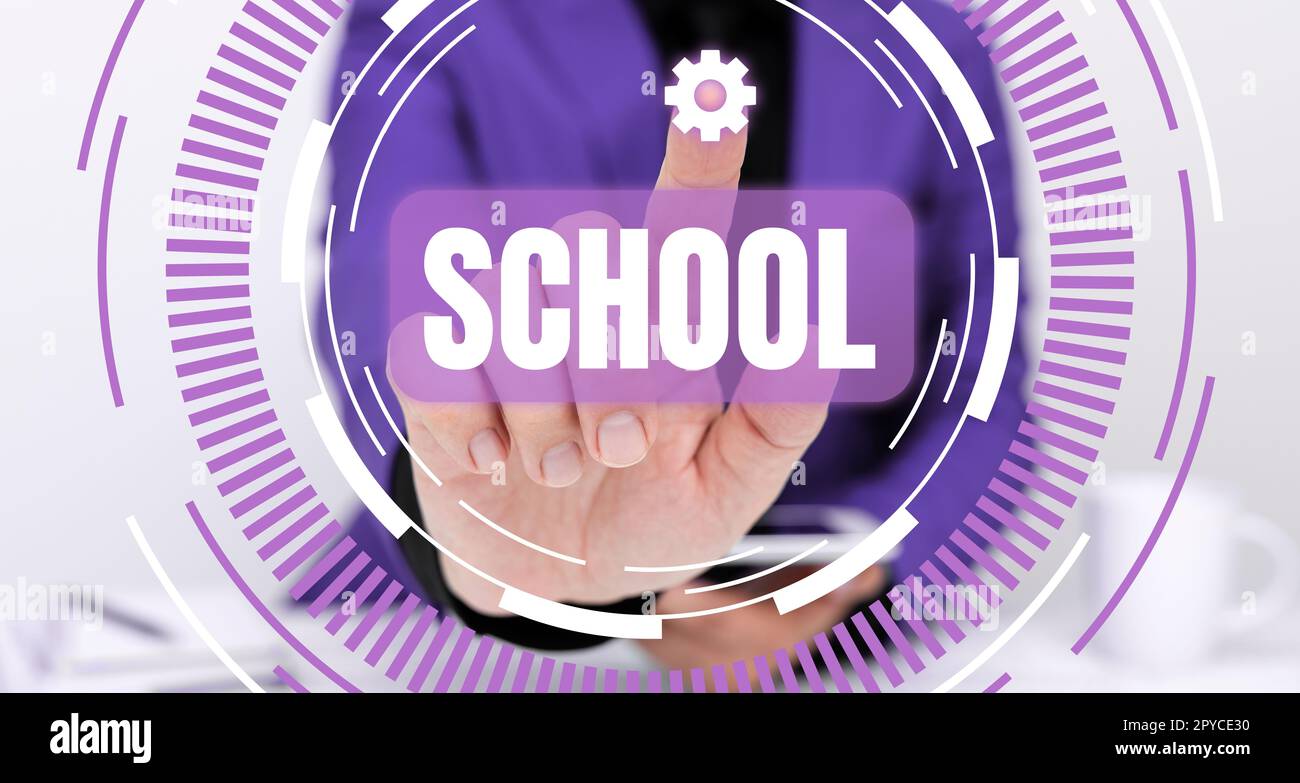 Handwriting text School. Concept meaning any institution which ...