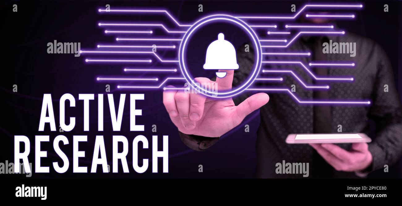 Conceptual caption Active Research. Business approach Simultaneous ...