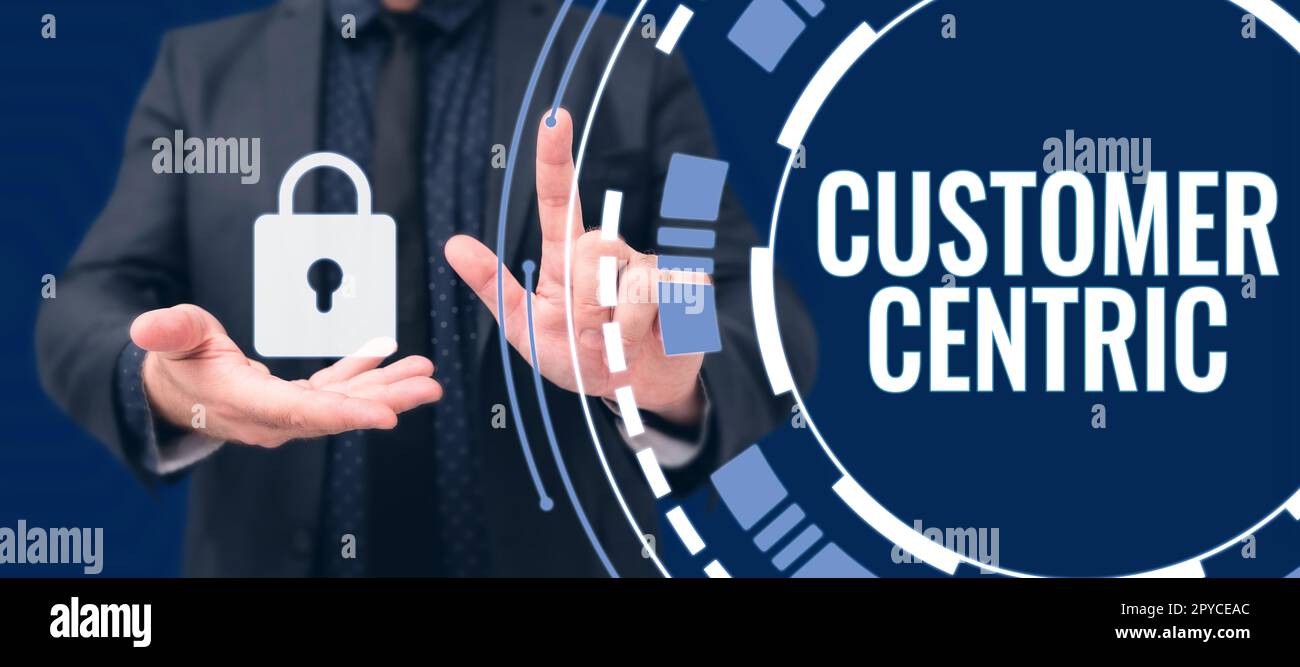 Conceptual caption Customer Centric. Conceptual photo process of ...