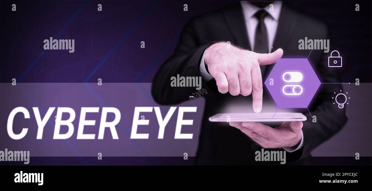 Conceptual display Cyber Eye. Word for tool engages in building smart ...