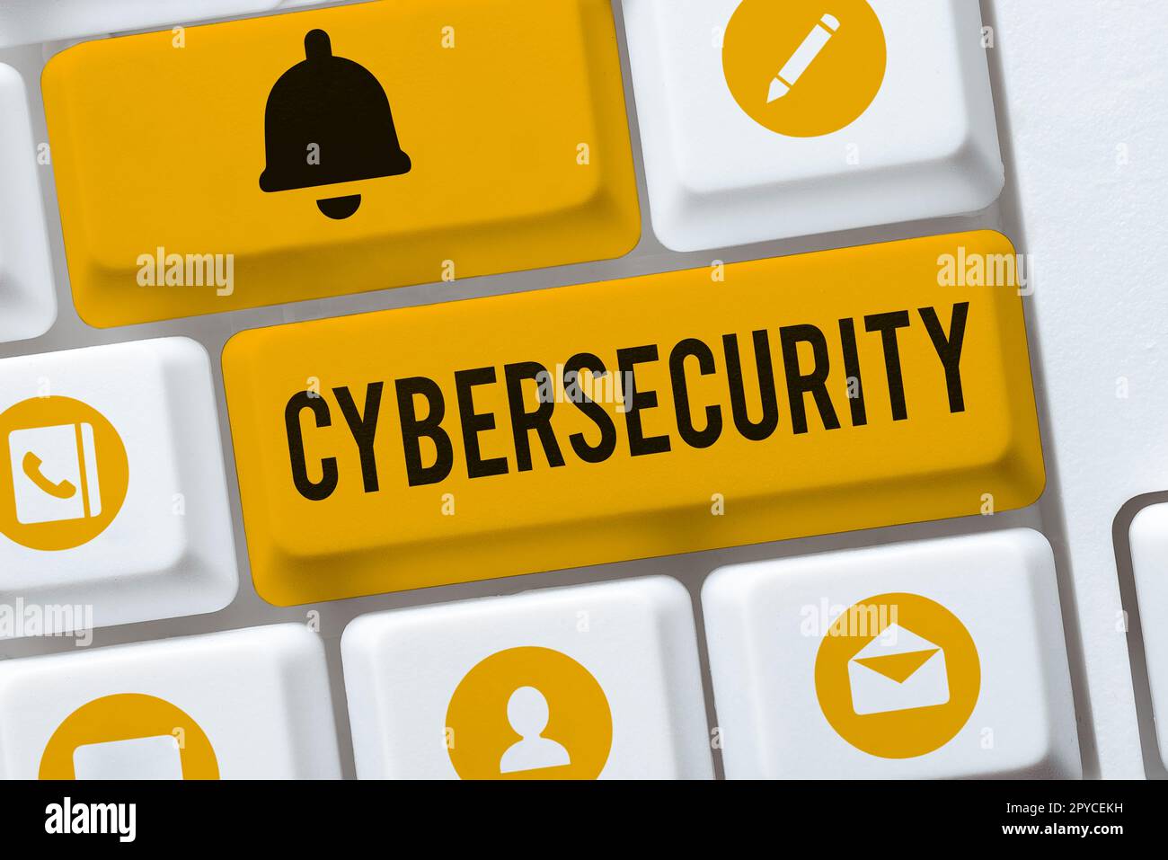 Hand writing sign Cybersecurity. Business approach state of protection ...