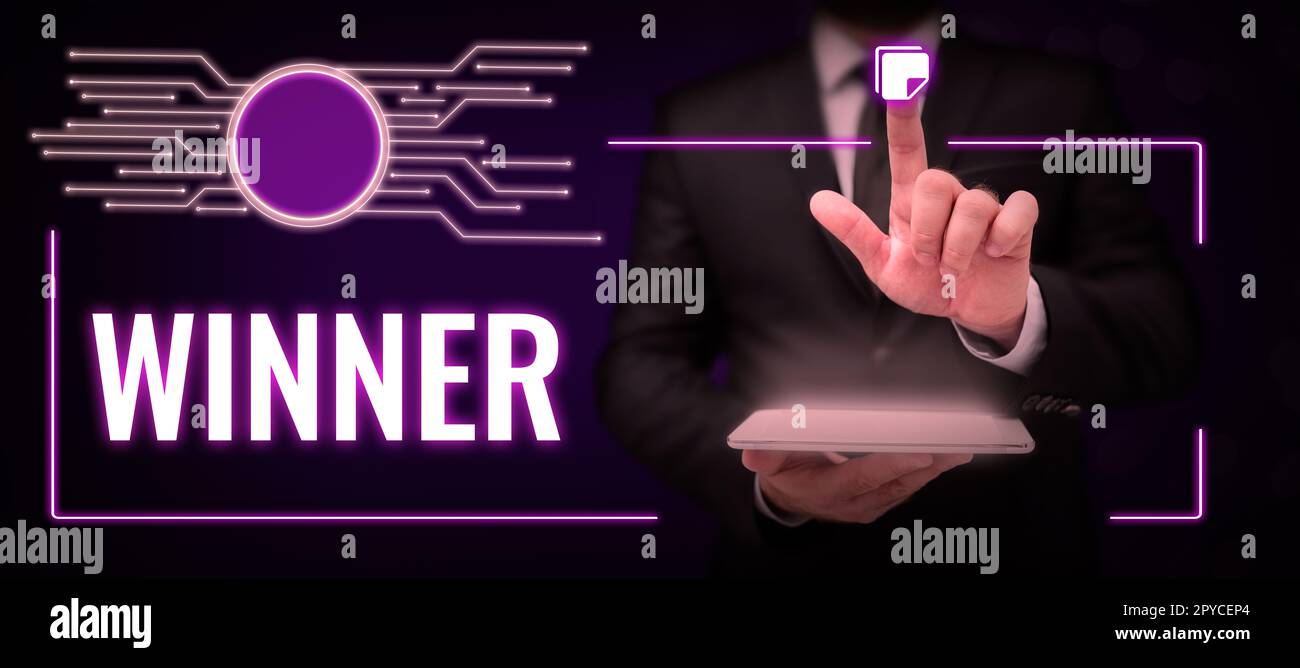 Text caption presenting Winner. Word Written on Winning as 1st place or ...