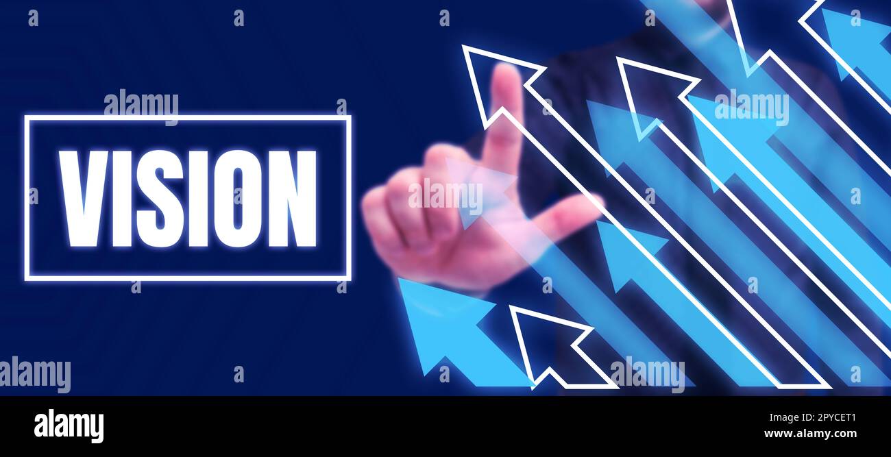 Text caption presenting Vision. Business overview Being able to see Objective Inspiration ...