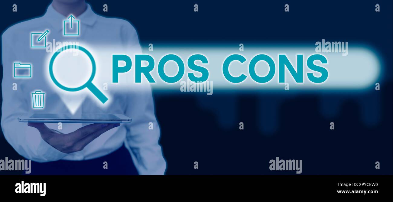 Hand writing sign Pros Cons. Word Written on The favorable and ...