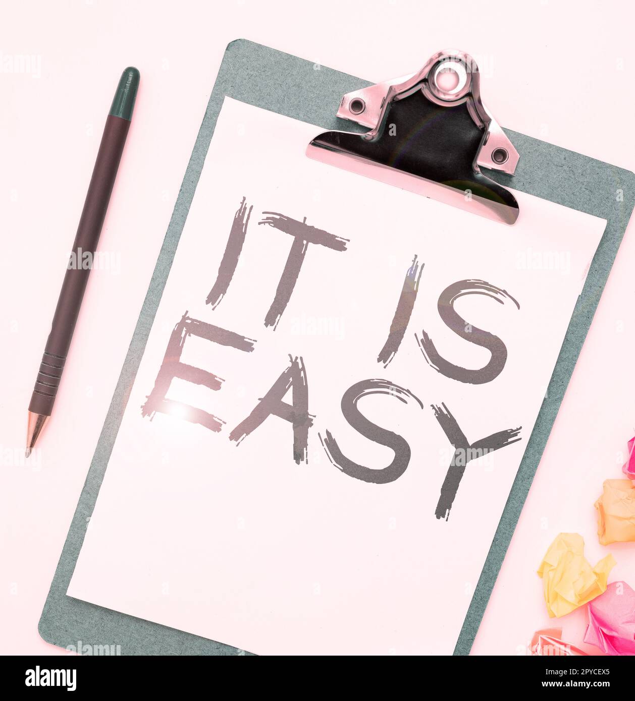 Hand writing sign It Is Easy. Business approach clear simple not ...