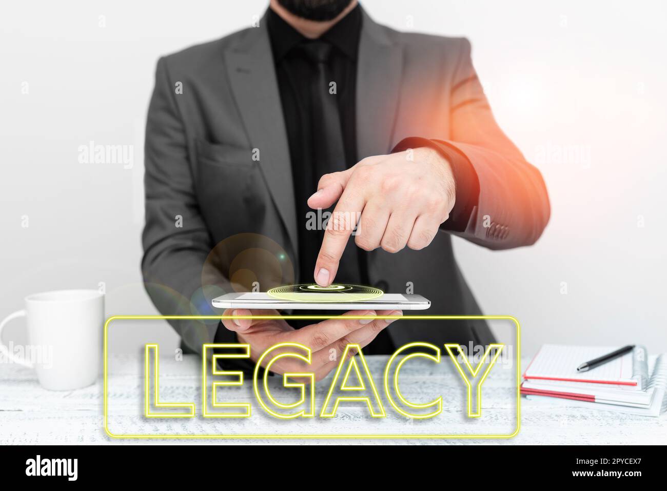 Hand writing sign Legacy. Business approach Transmitted Received from ...