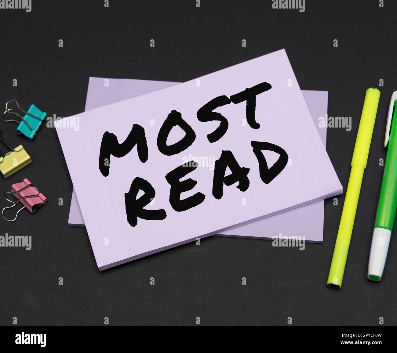 Conceptual caption Most Read. Business overview a piece of literature ...