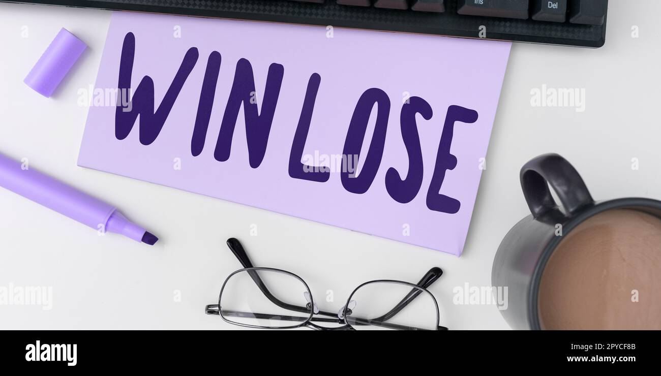 Hand writing sign Win Lose. Business showcase Compare possibilities ... Hand writing sign Win Lose. Business showcase Compare possibilities ...