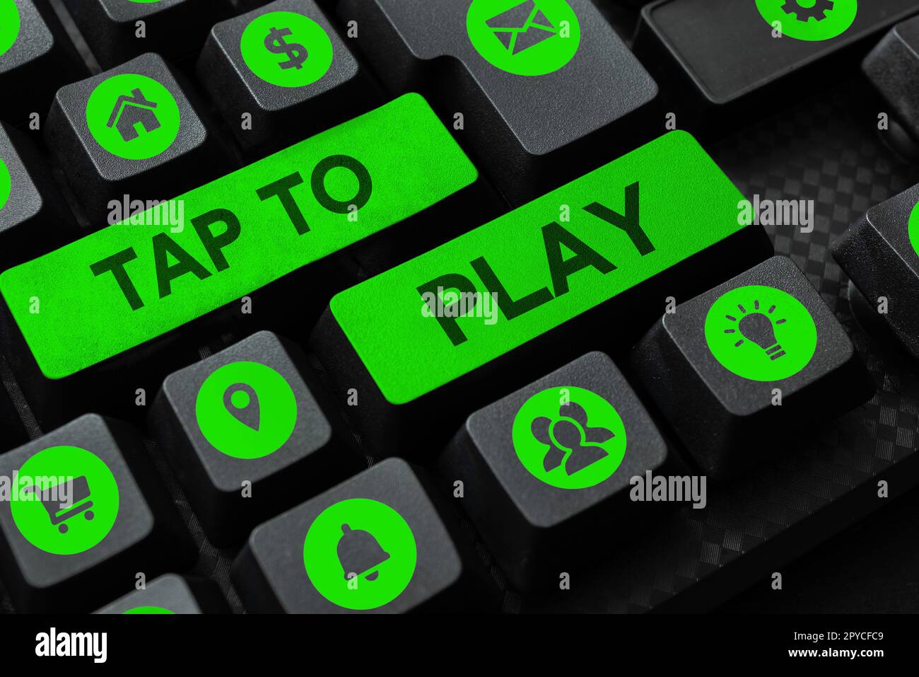 Conceptual display Tap To Play. Word Written on Touch the screen to ...