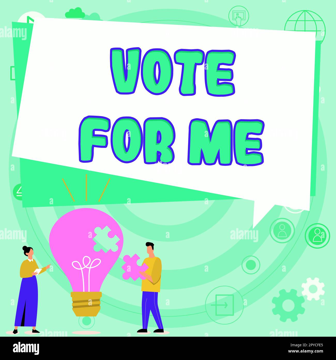Text caption presenting Vote For Me. Concept meaning Campaining for a ...