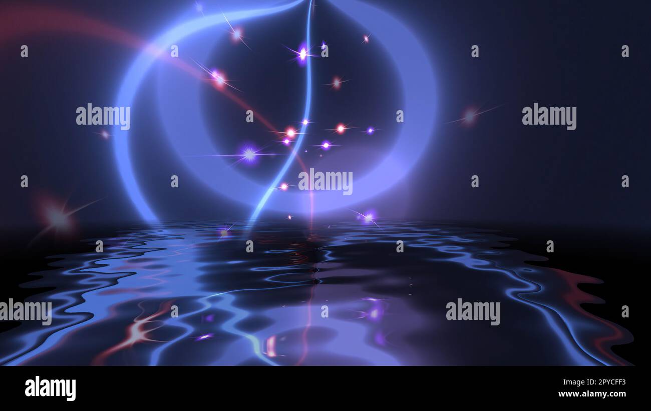 Colorful particles background reflected in water Stock Photo - Alamy