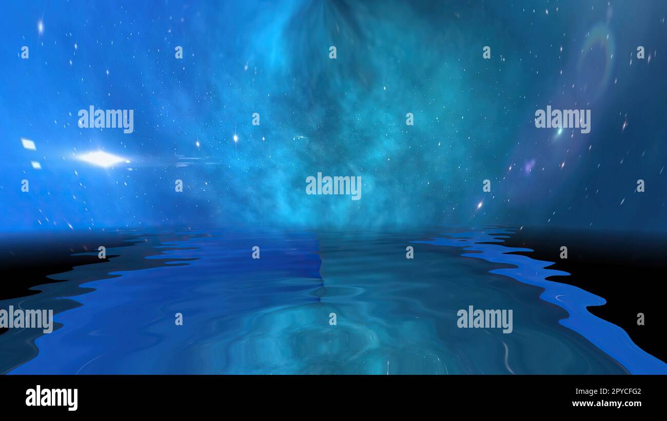Space Universe With Stars And Galaxies reflected in water Stock Photo ...