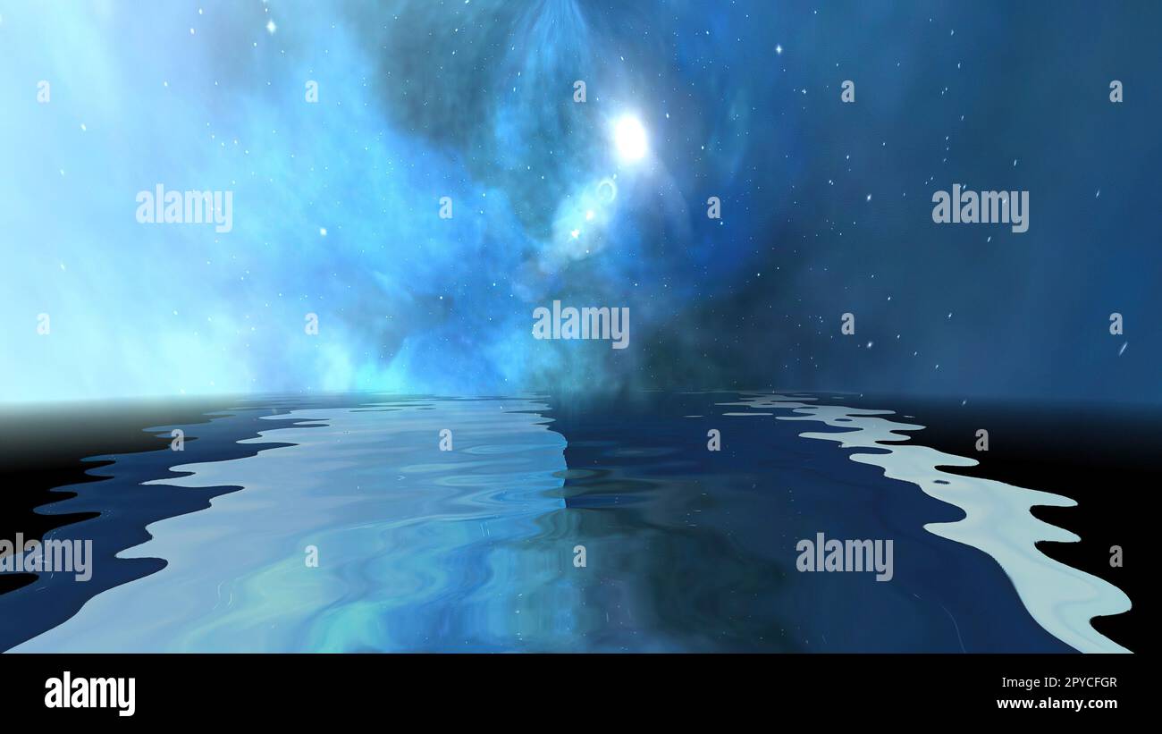 Space Universe With Stars And Galaxies reflected in water Stock Photo ...