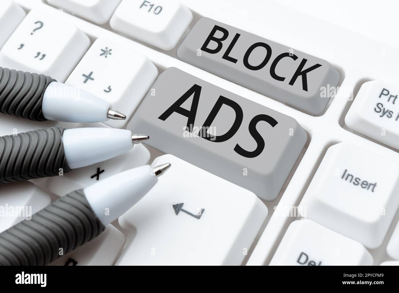 Sign displaying Block Ads. Word for program that will remove different kinds of advertising from ...