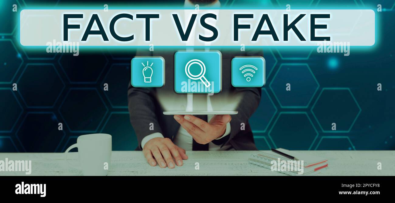 Sign displaying Fact Vs Fake. Word Written on Is it true or is false ...