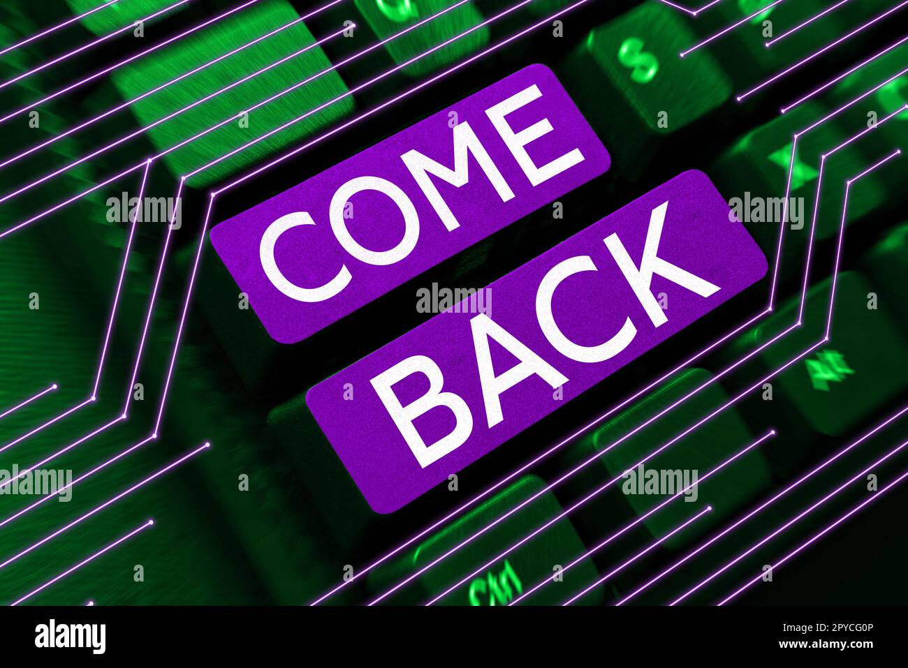 Text caption presenting Come Back. Business idea asking for a person to ...