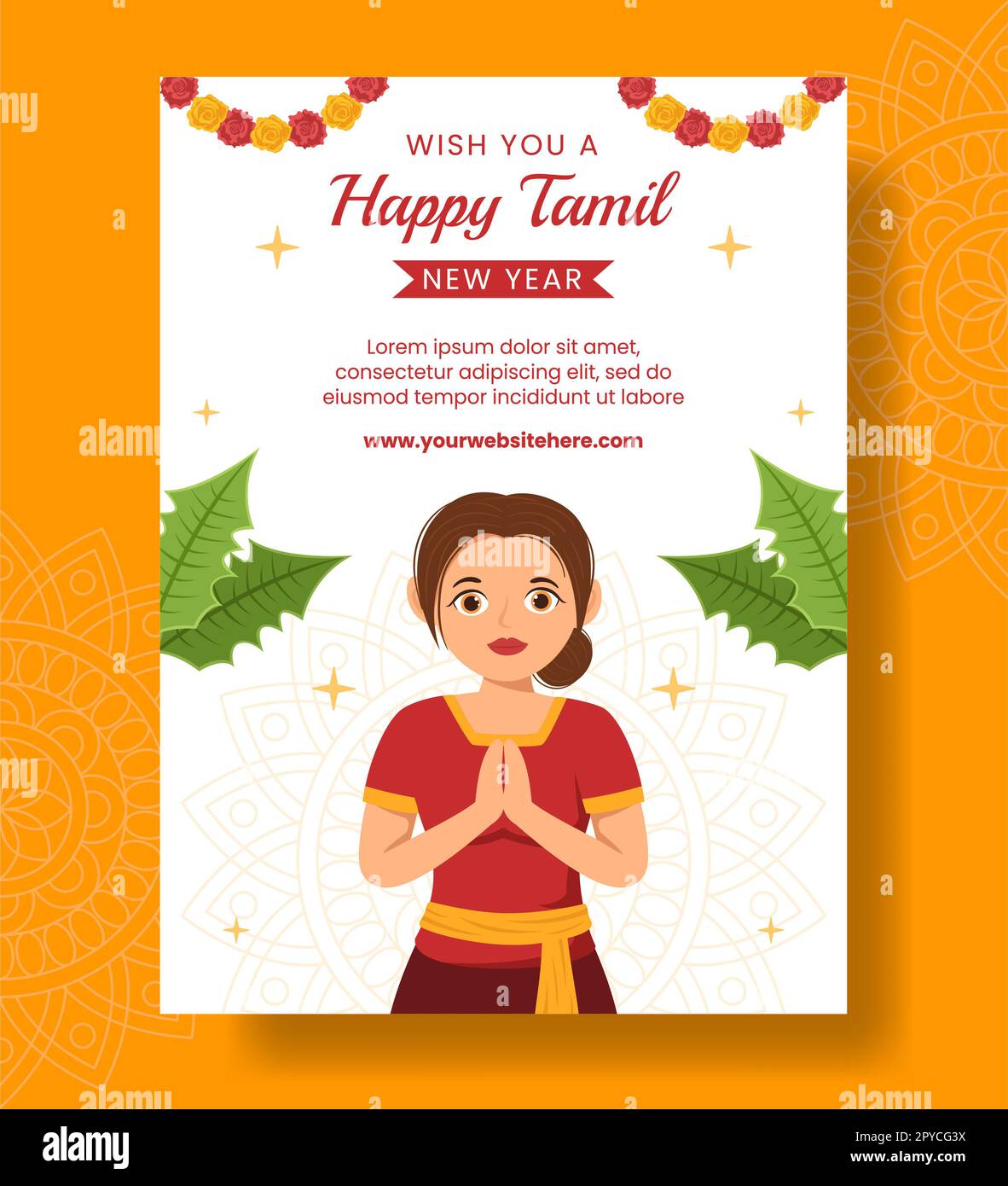Happy Tamil New Year Vertical Poster Cartoon Hand Drawn Templates ...