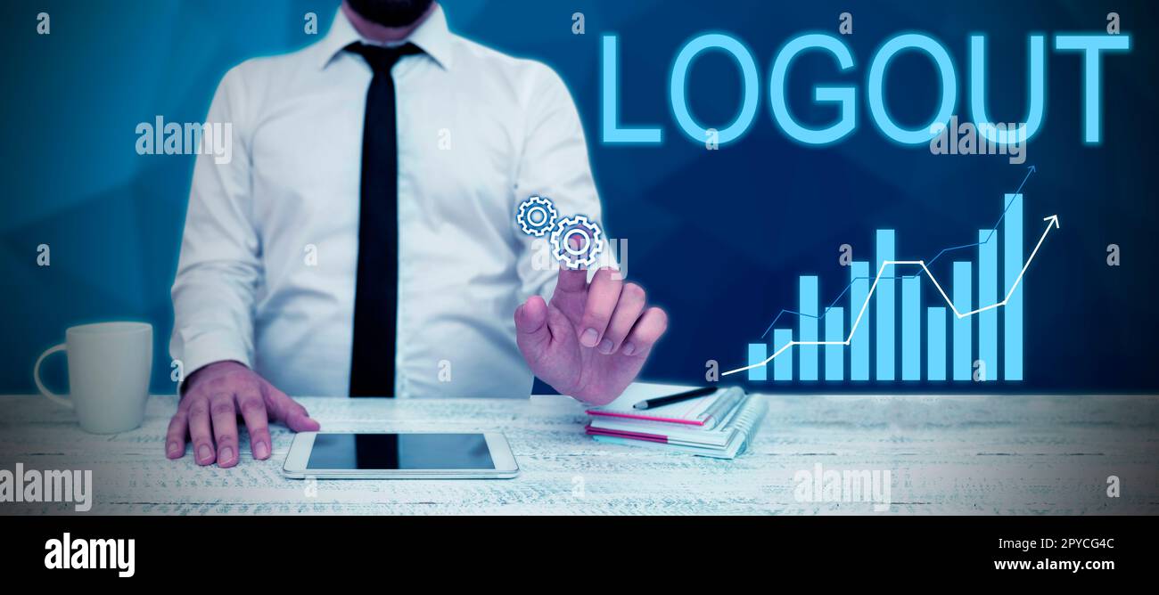 Sign Displaying Logout Internet Concept Go Through Procedures To Conclude Use Of Computer