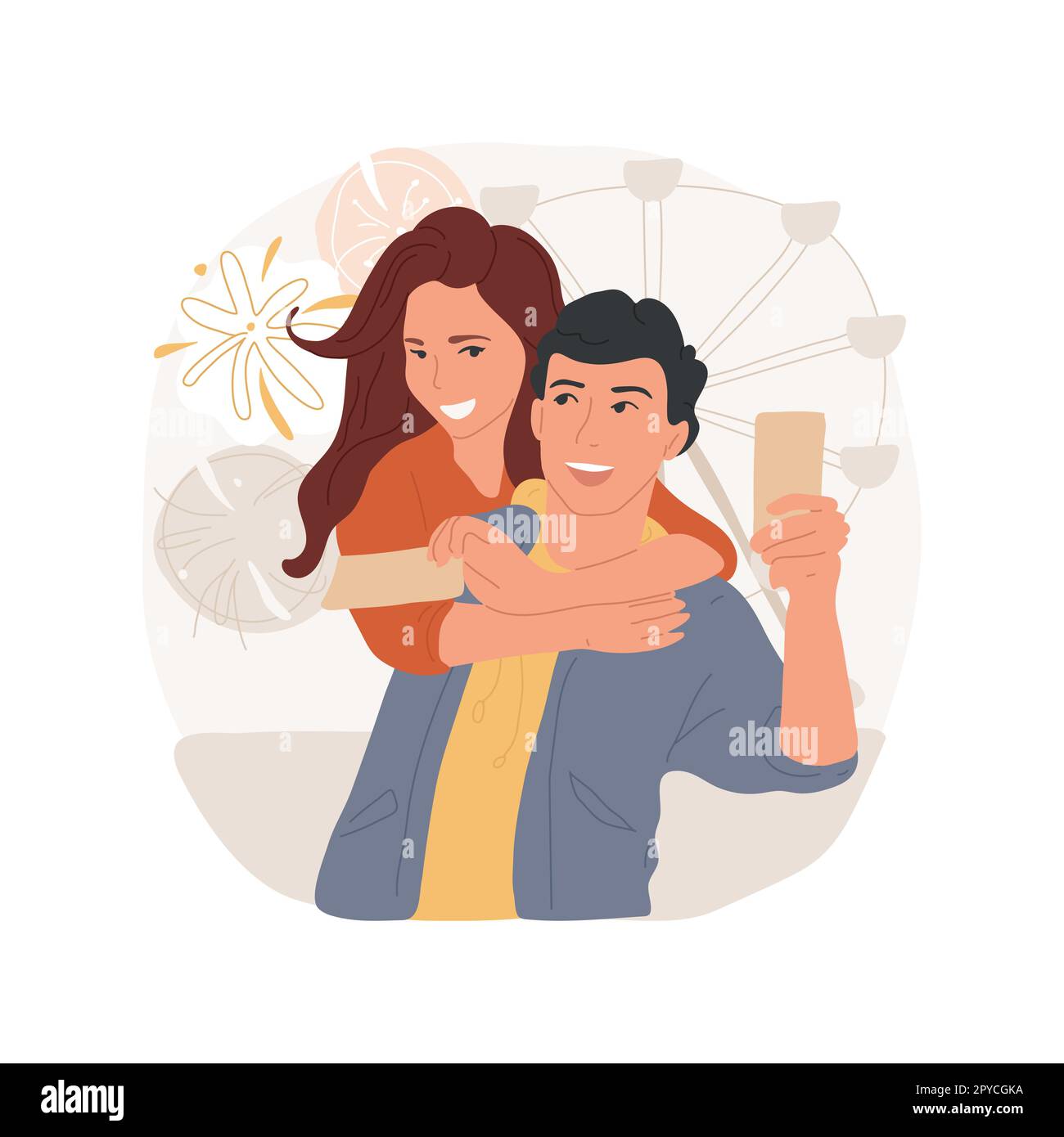 Amusement park isolated cartoon vector illustration. Teenagers dating ...