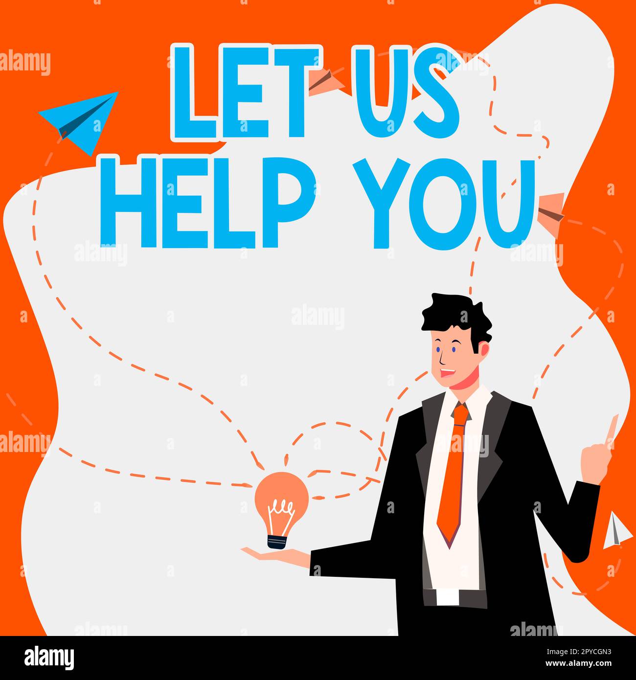 Conceptual display Let Us Help You. Word Written on Offering a service ...