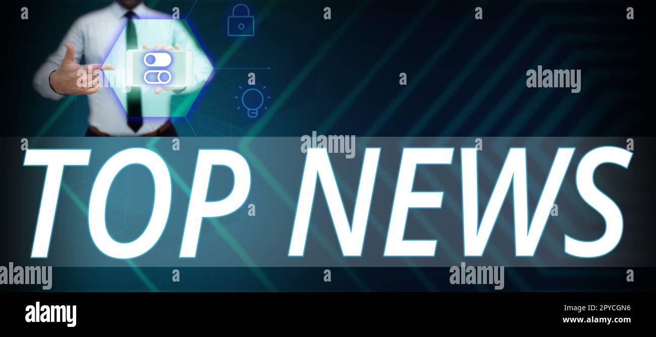 Conceptual display Top News. Internet Concept information that is being ...