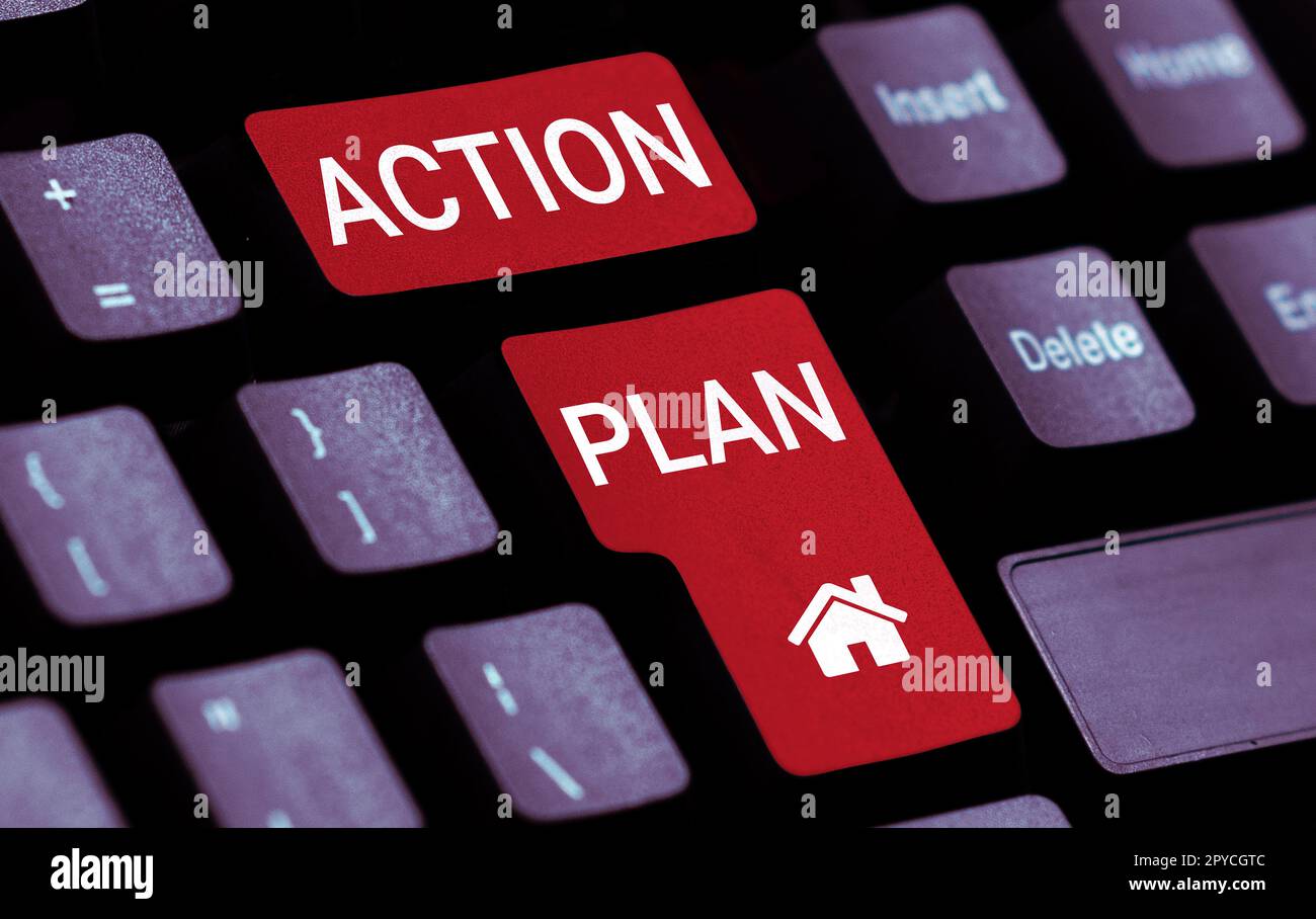 Text sign showing Action Plan. Word Written on list of things or ... Text sign showing Action Plan. Word Written on list of things or ...