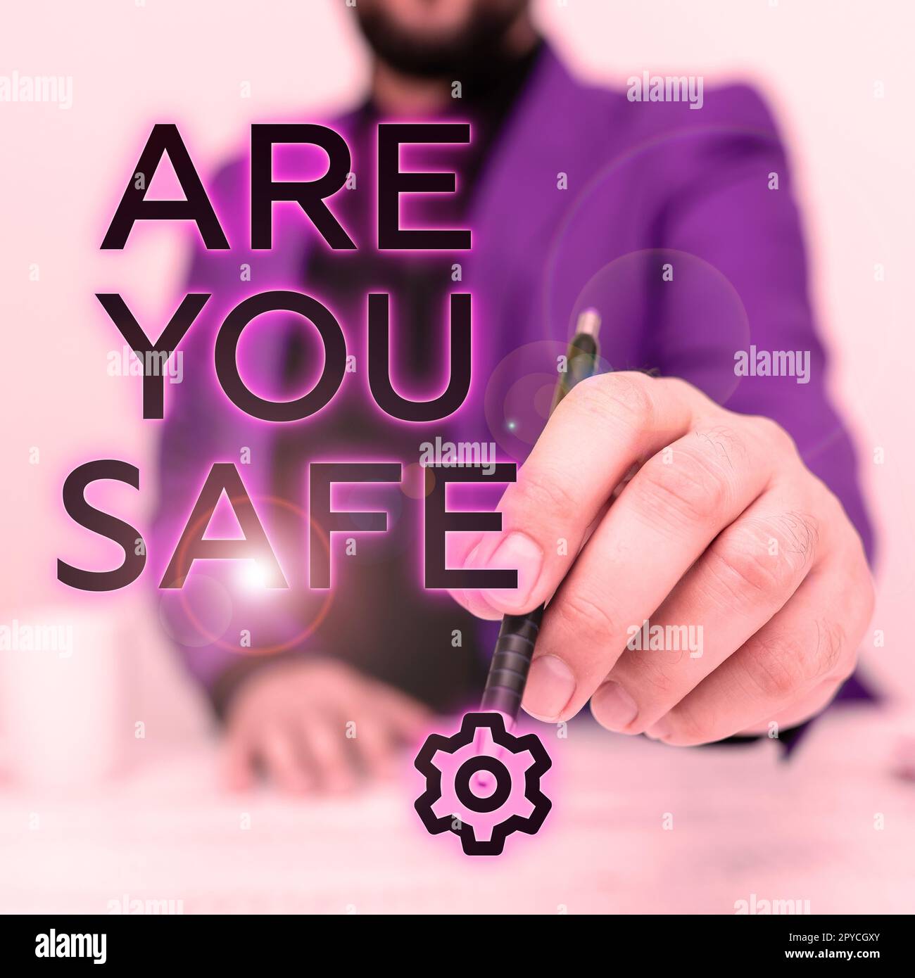 Text caption presenting Are You Safe. Word for Free from danger Not ...