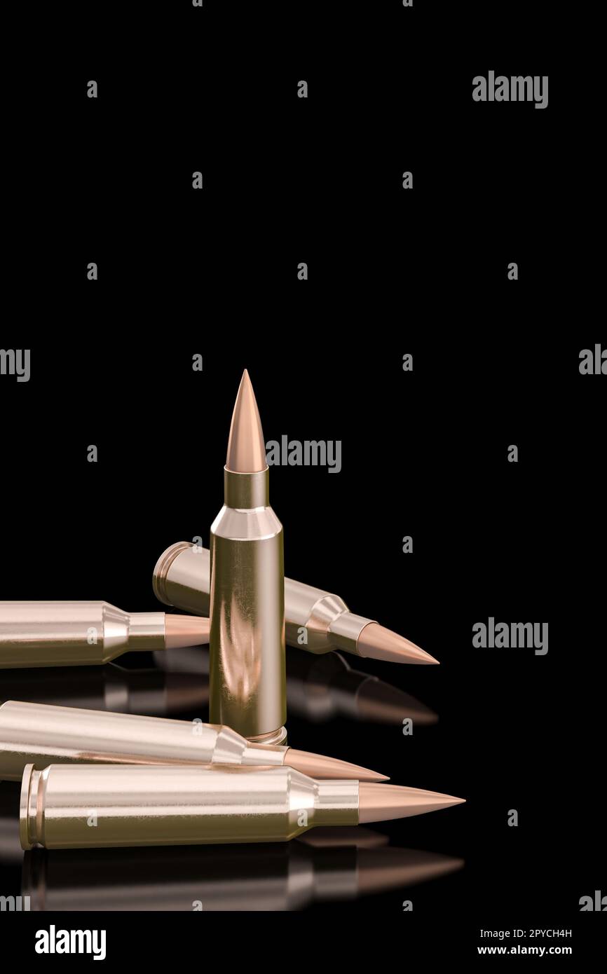 assault rifle bullets on a black background Stock Photo - Alamy