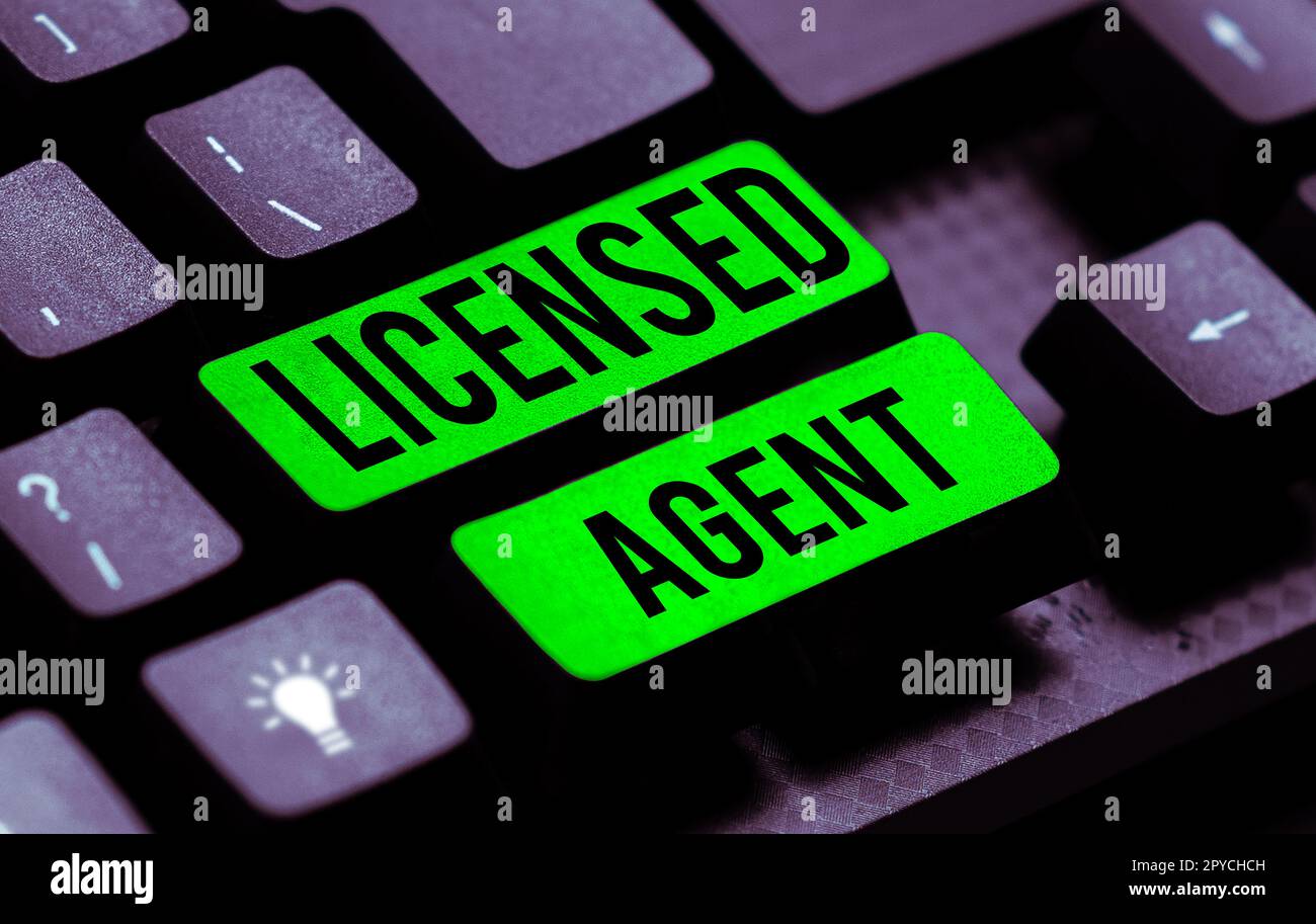 Text sign showing Licensed Agent. Business idea Authorized and ...