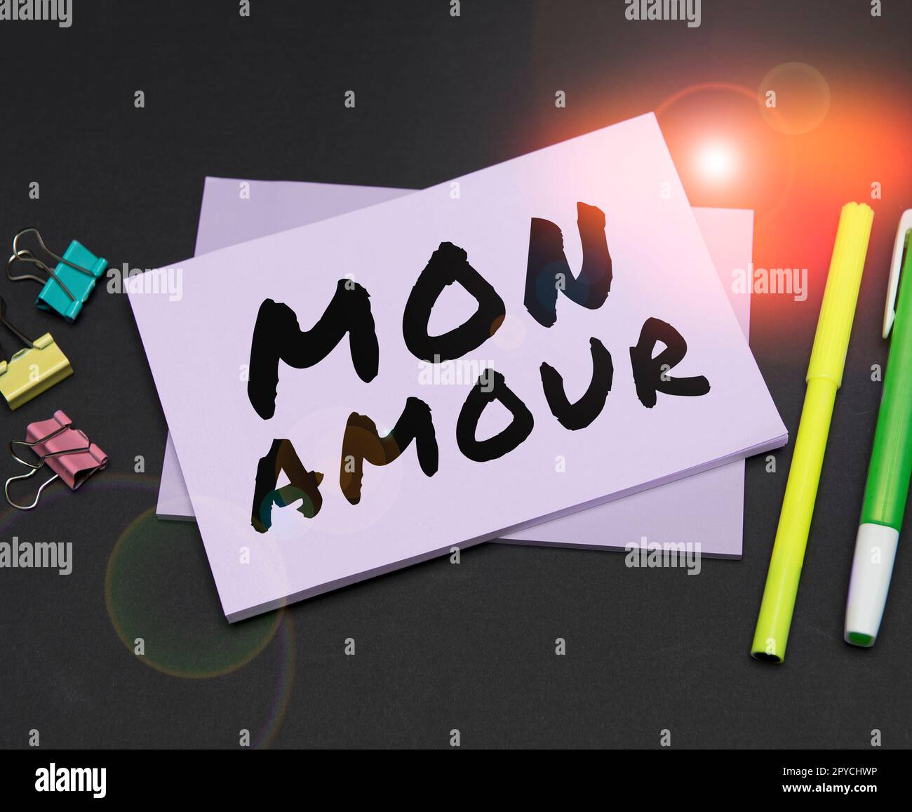 Inspiration showing sign Mon Amour. Word Written on French name of ...