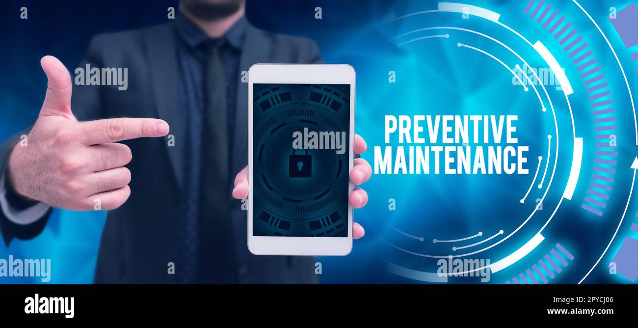 Hand writing sign Preventive Maintenance. Business showcase Avoid ...
