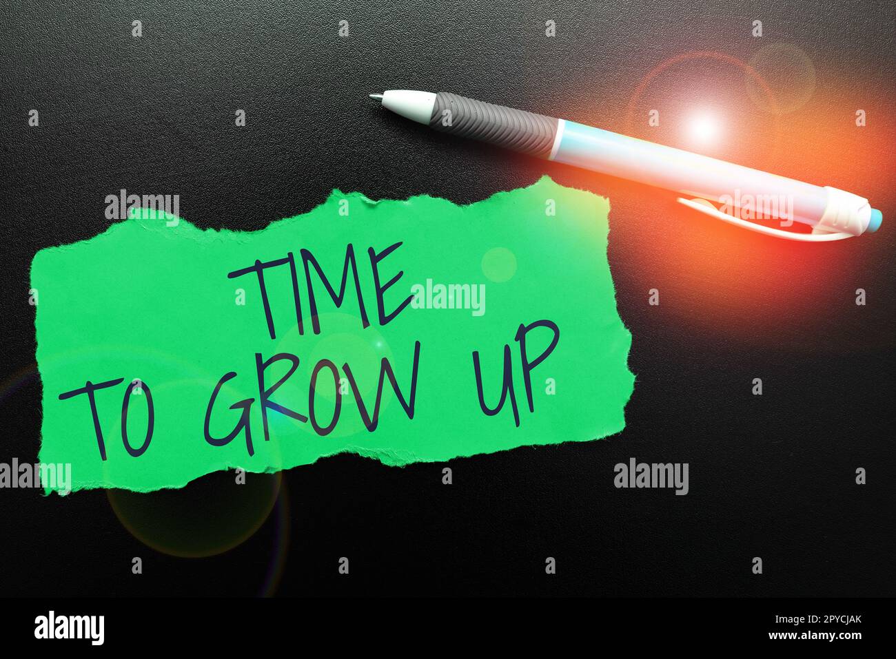 Hand writing sign Time To Grow Up. Internet Concept knowing that you ...