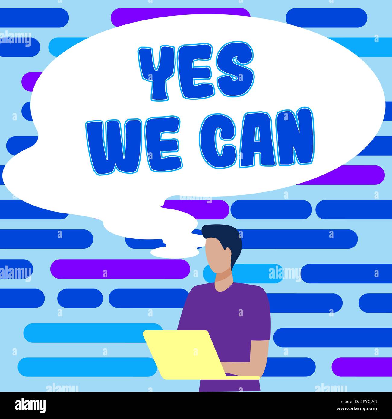 Handwriting text Yes We Can. Concept meaning Motivation to do something ...